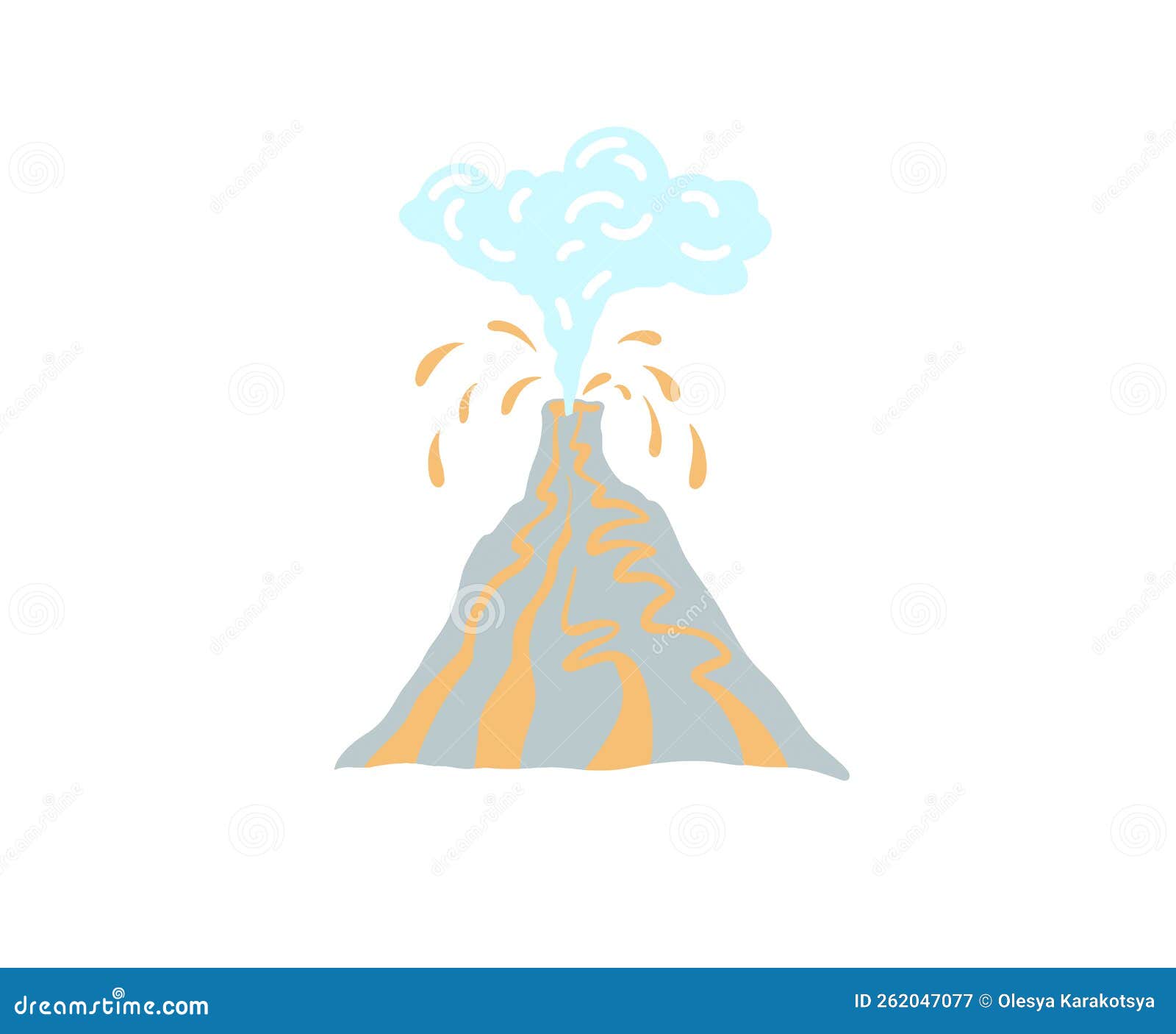 Erupting Volcano with Smoke and Lava Splashes, Vector Illustration ...