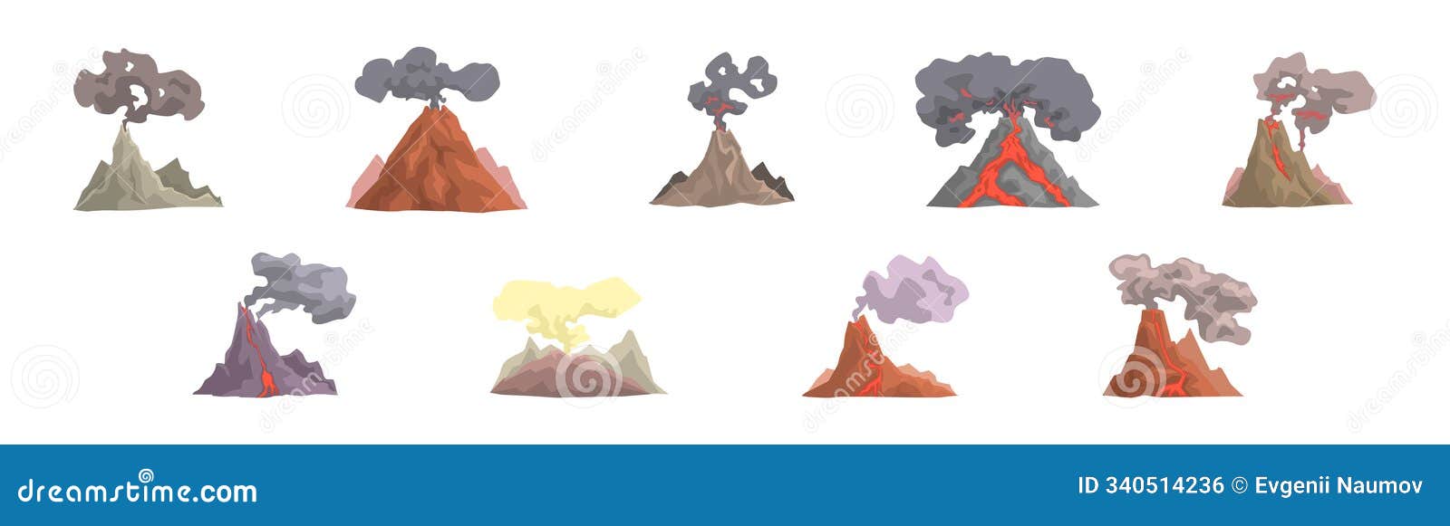 Erupting Volcano On An Island Created With Generative AI. Lava Flowing ...