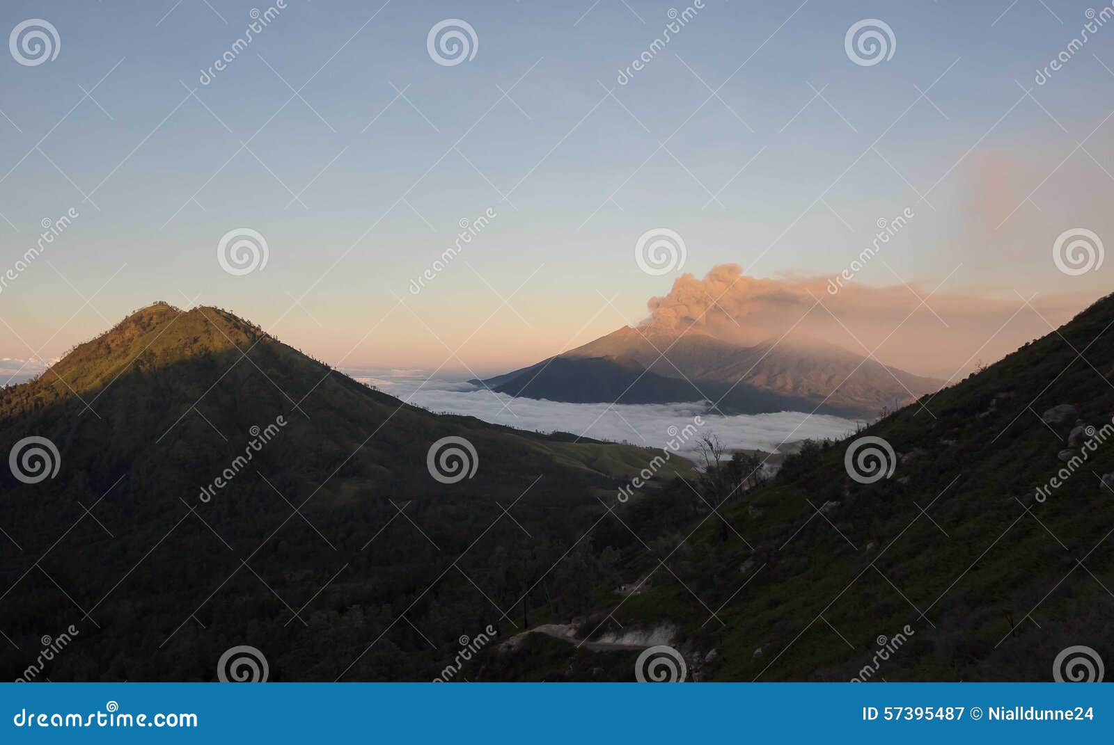 An Eruption and Ash Cloud on Mt Raung, Java,Indonesia Stock Image ...