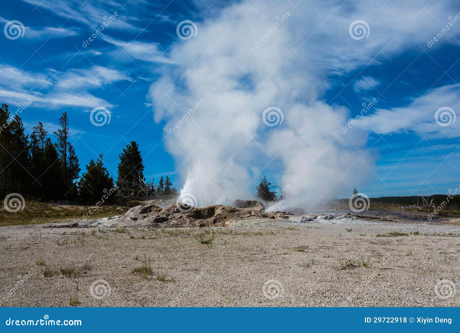 Eruption of Geothermal in Yellowstone Park Stock Photo - Image of white ...