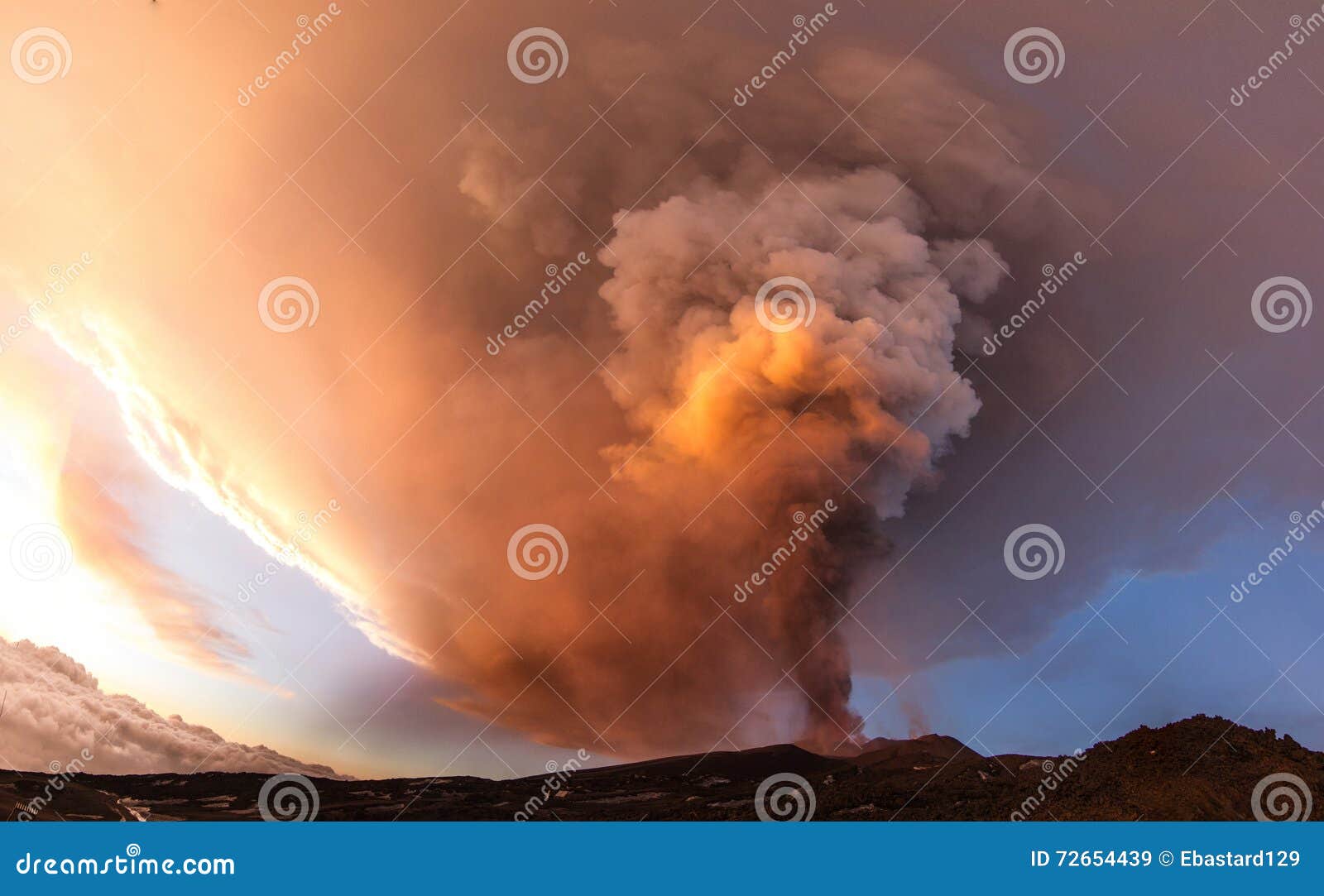 Eruption of Mount Etna stock image. Image of earth, background - 72654439
