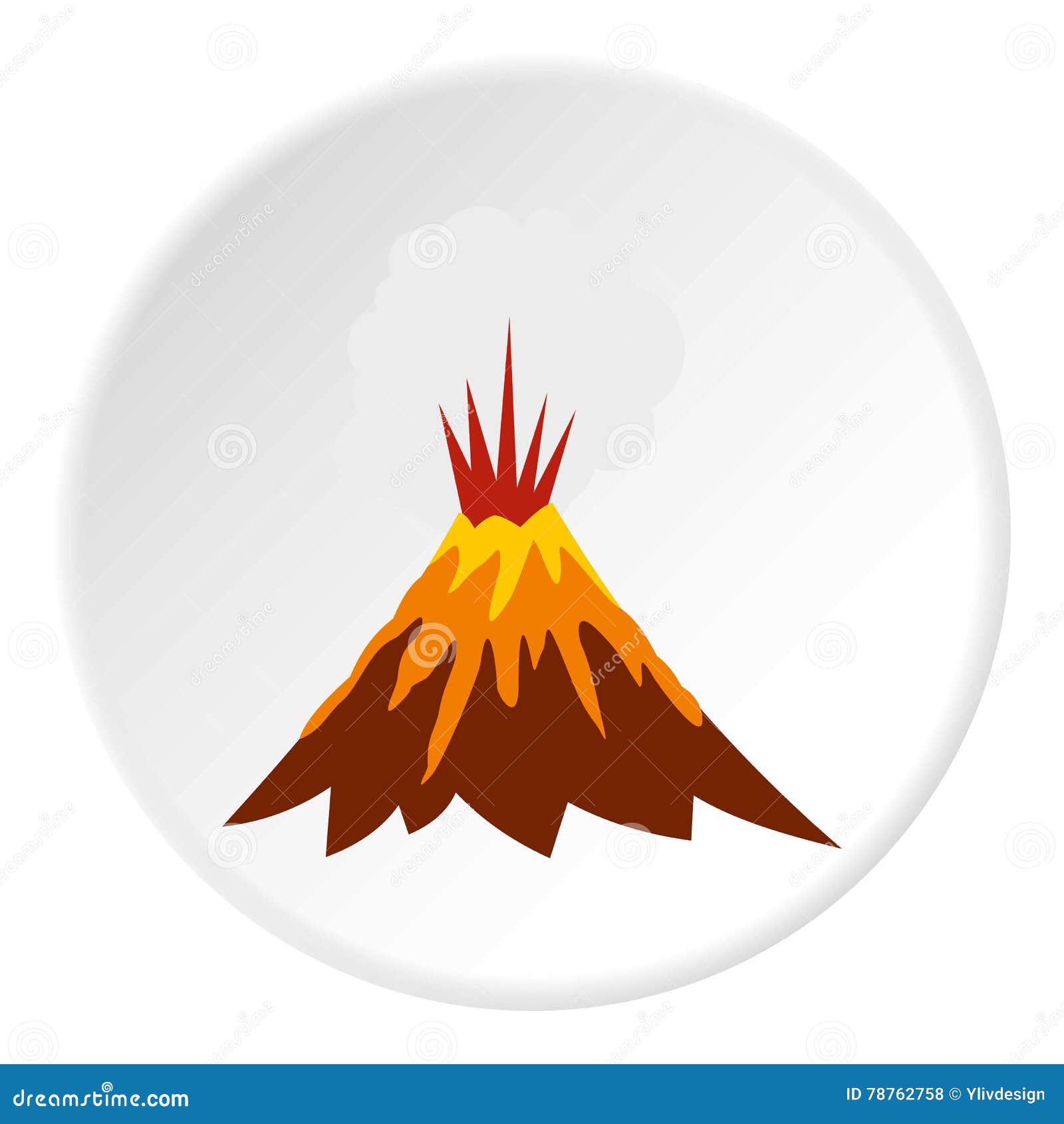 Eruption of Volcano Icon, Flat Style Stock Vector - Illustration of ...