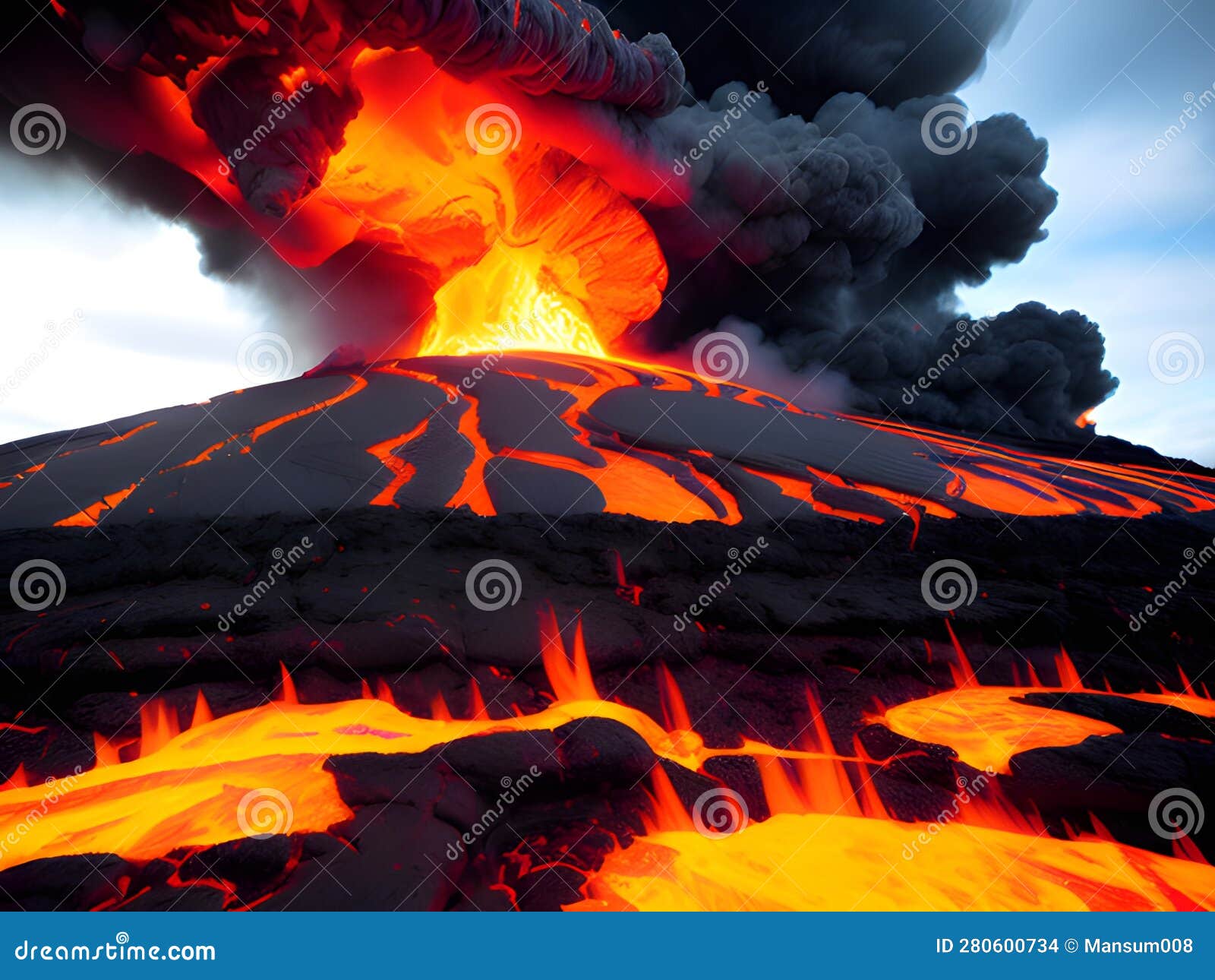 Volcano With Lava Eruption Animation Illustration Cartoon Vector ...
