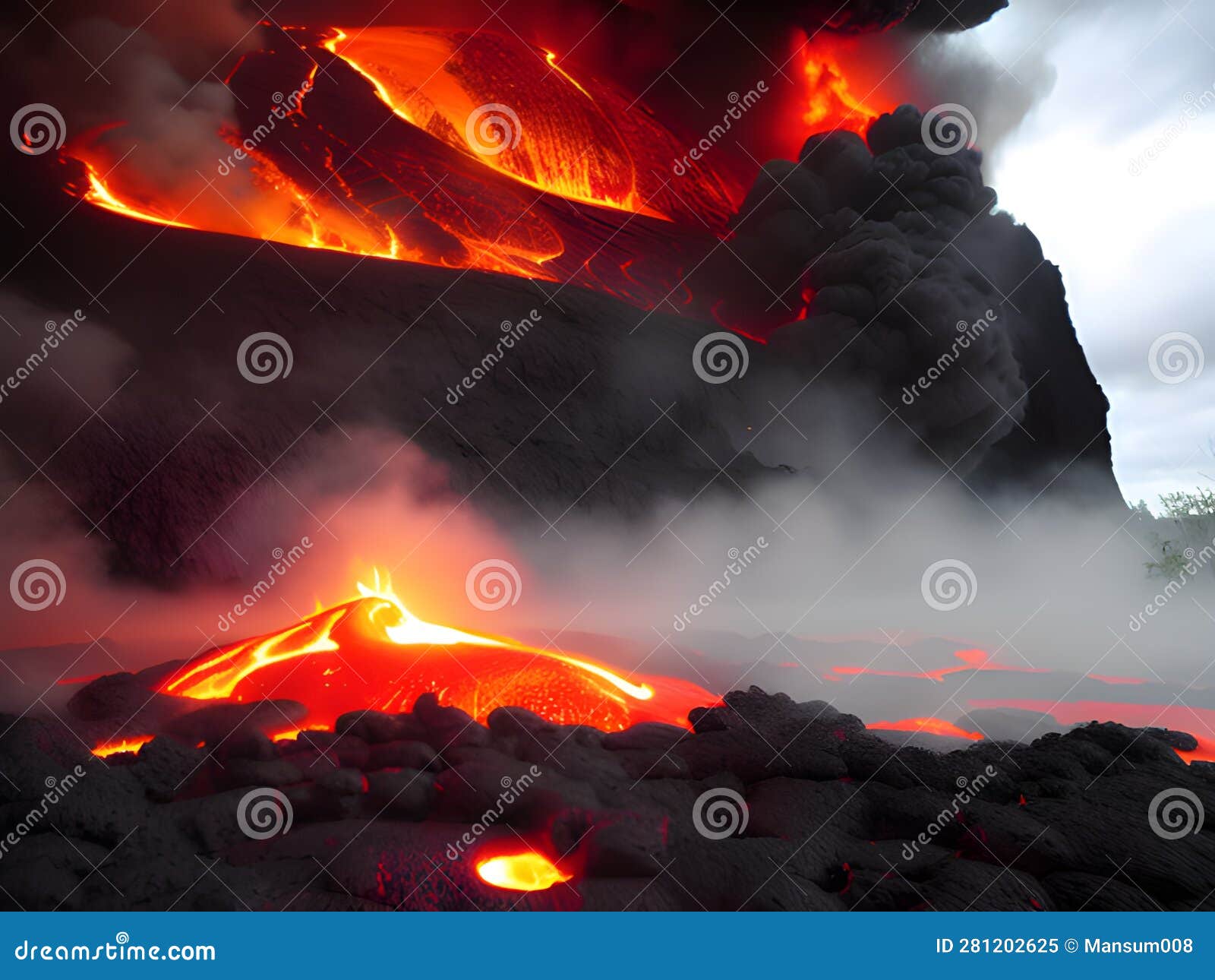 Eruption of Volcano Lava Flow in Lava Flow, AI Generated Stock Image ...