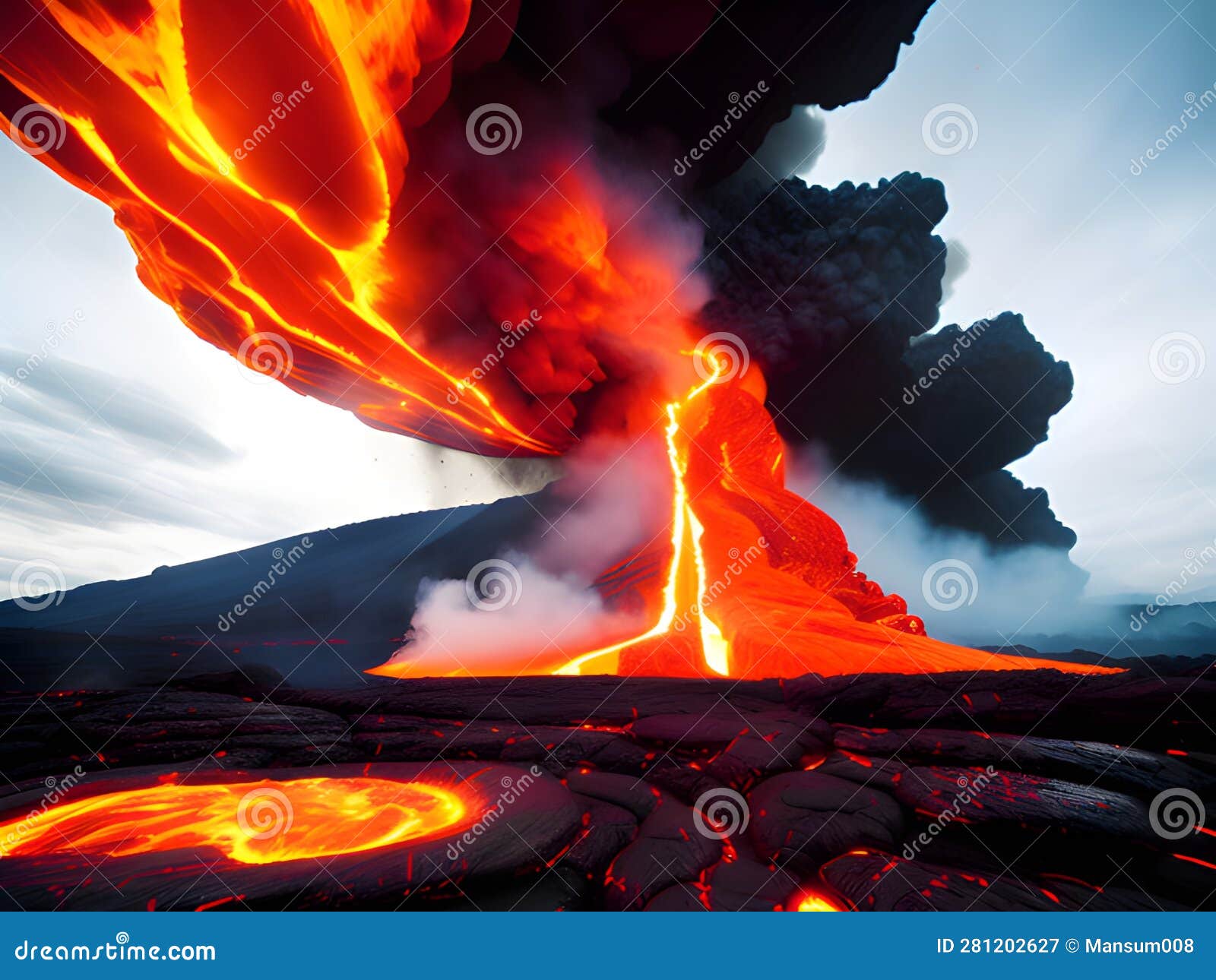 Eruption of Volcano Lava Flow in Lava Flow, AI Generated Stock Image ...