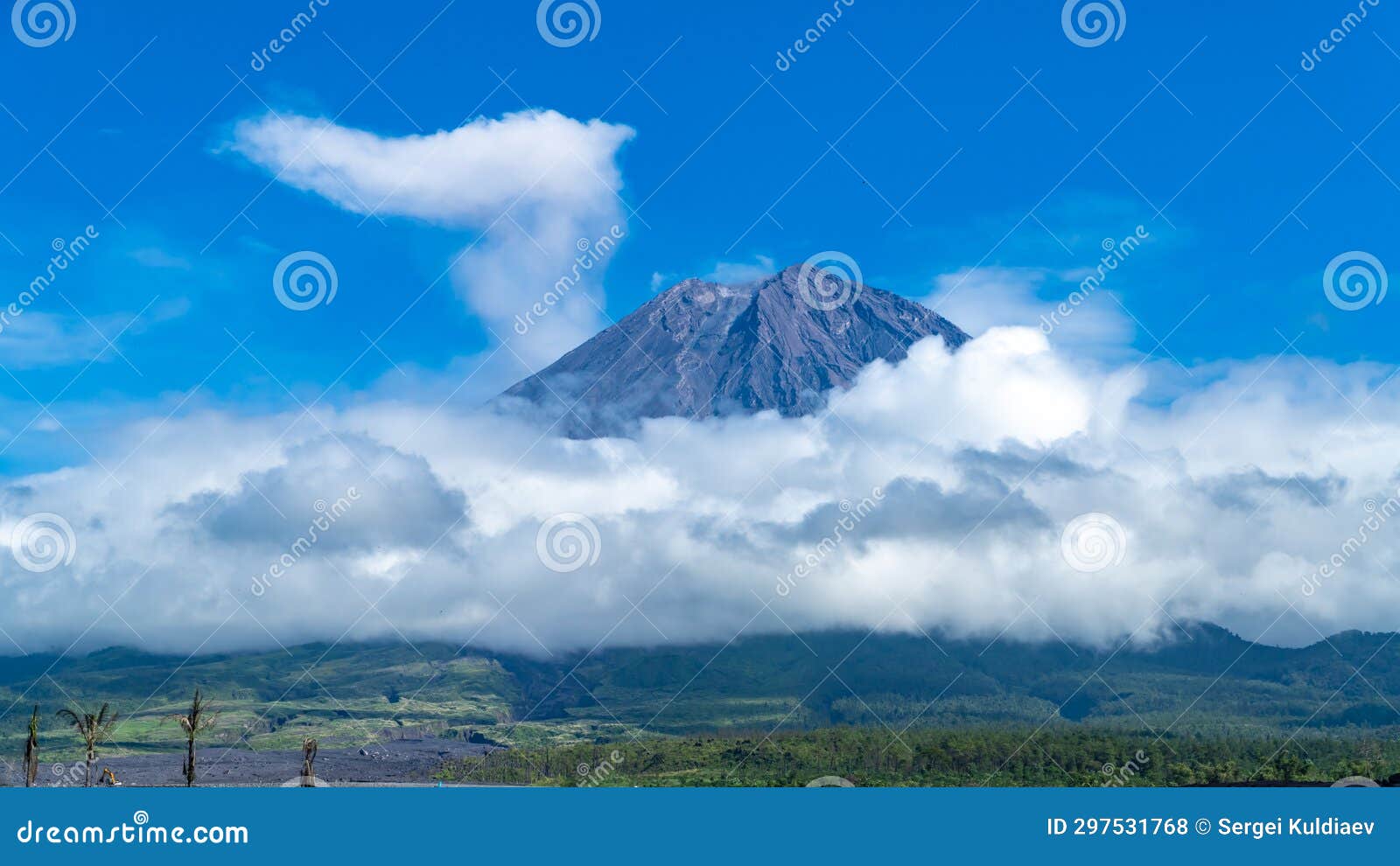 Eruption of Volcano Semeru on the Island of Java. the Volcano Emits Ash ...