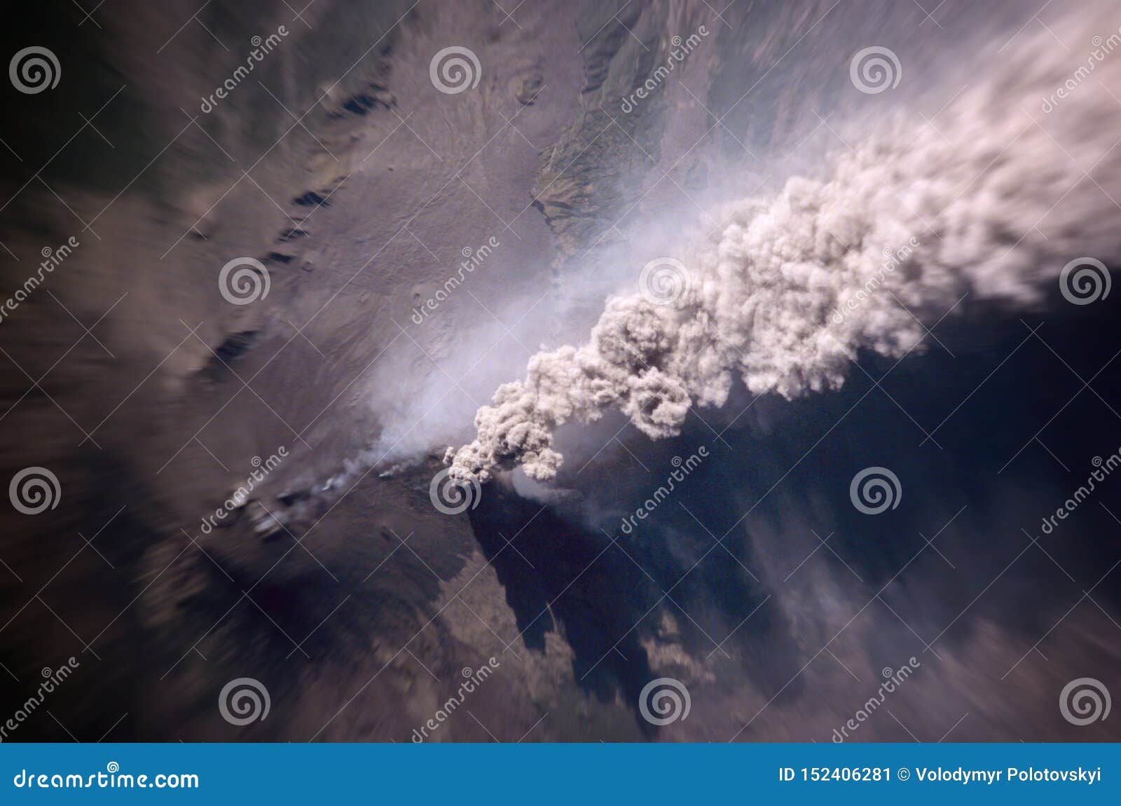 Eruption of the Volcano from Space. Elements of this Image Furnished by ...