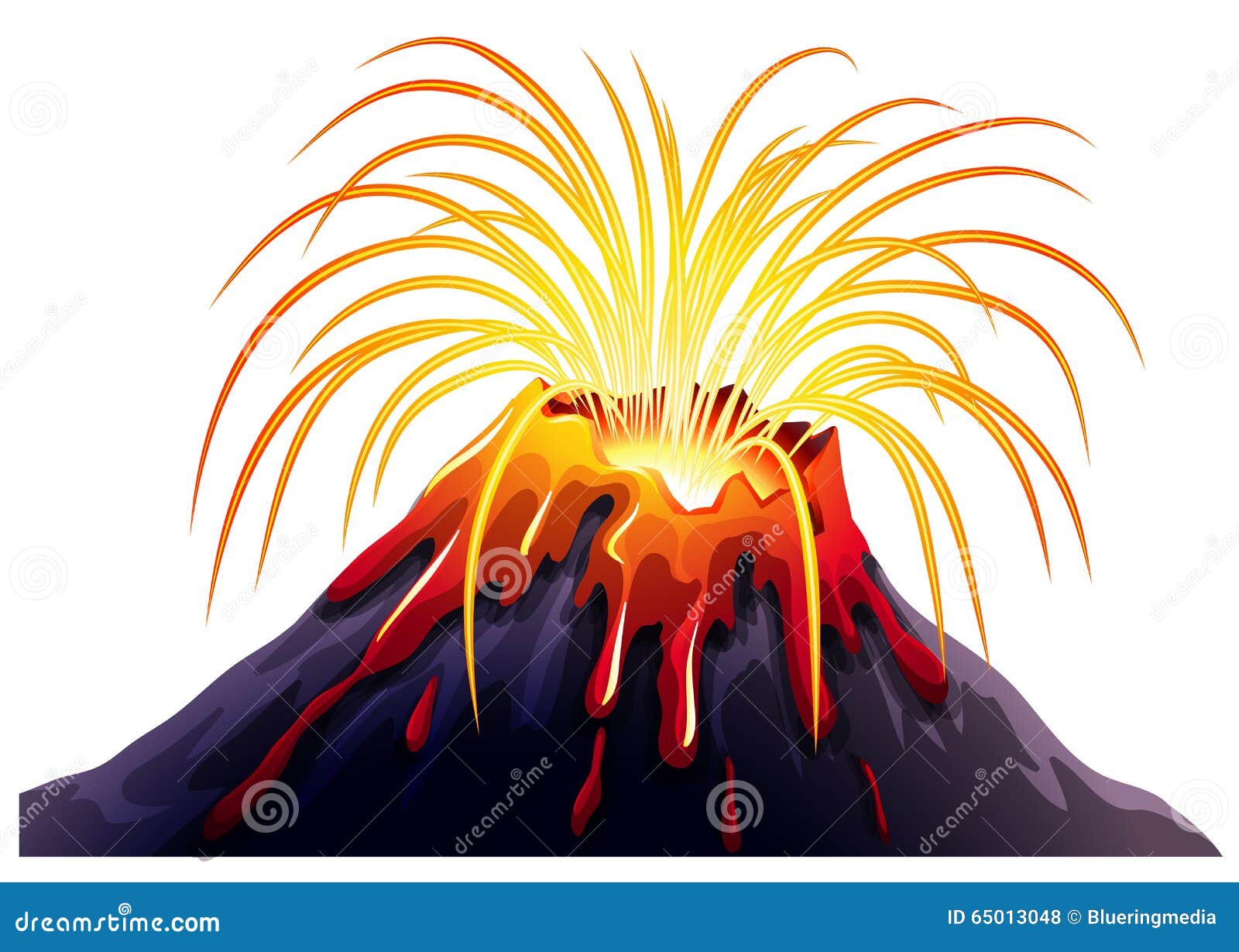 Eruzione Del Vulcano Con Lava Calda Illustrazione Vettoriale ...