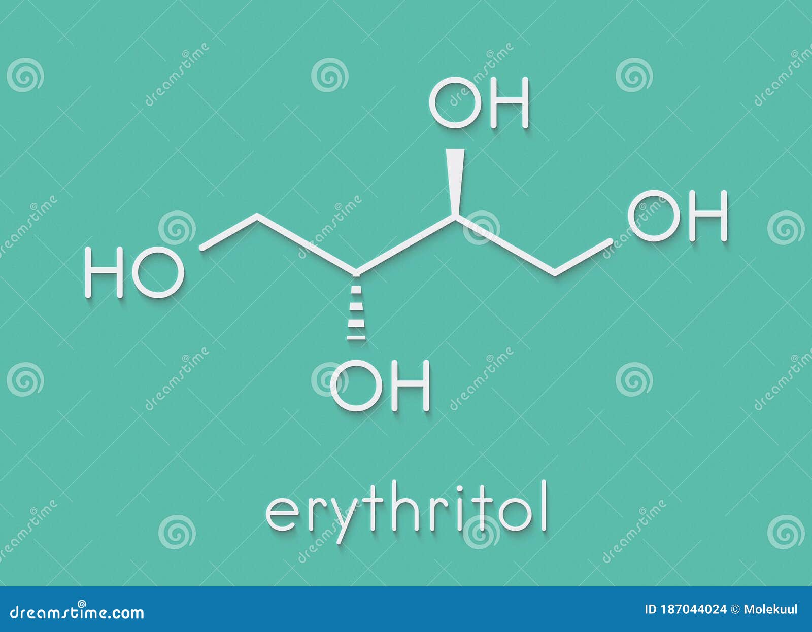 Erythritol Molecule, Isolated Molecular Model. 3D Rendering Stock Photo ...