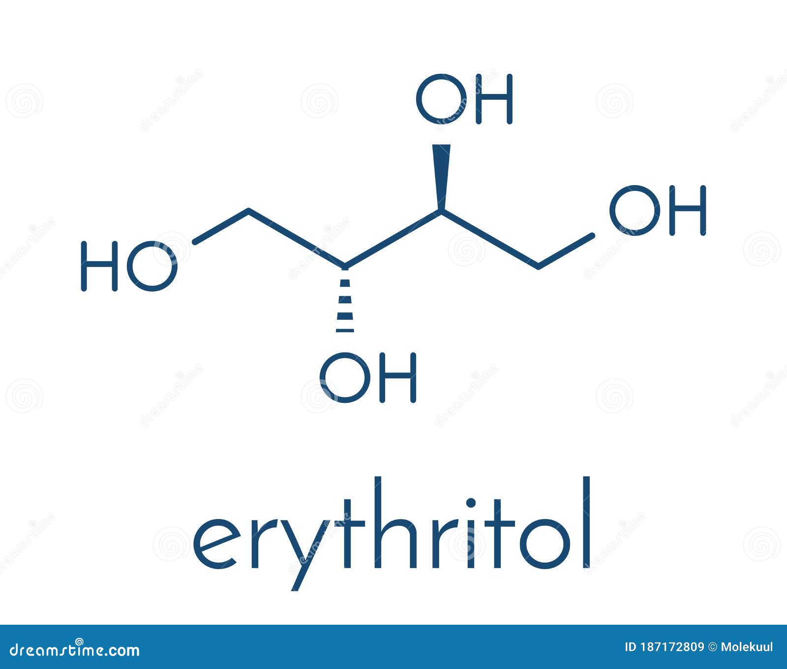 Erythritol Non-caloric Sweetener Molecule. Skeletal Formula. Stock ...