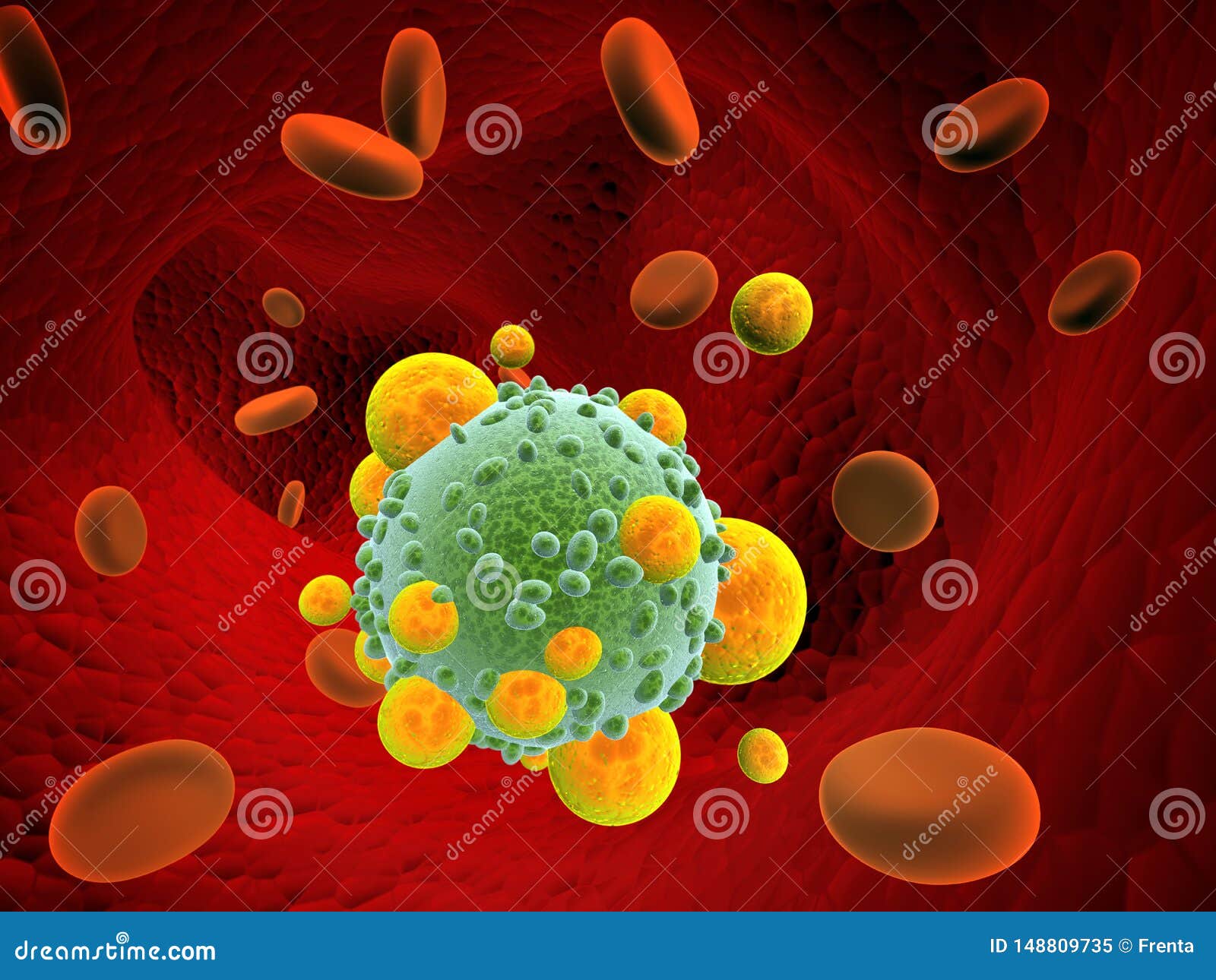 Leukocytes Attack the Pathogen Virus Stock Illustration - Illustration ...