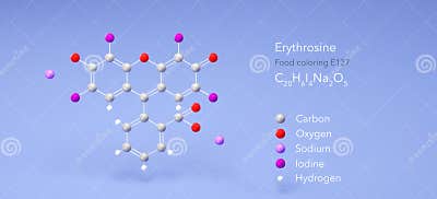 Erythrosine Molecule, Molecular Structures, Food Coloring E127, 3d ...