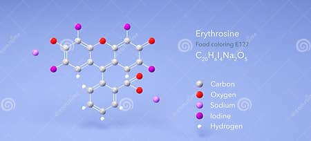Erythrosine Molecule, Molecular Structures, Food Coloring E127, 3d ...