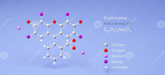 Erythrosine Molecule, Molecular Structures, Food Coloring E127, 3d ...