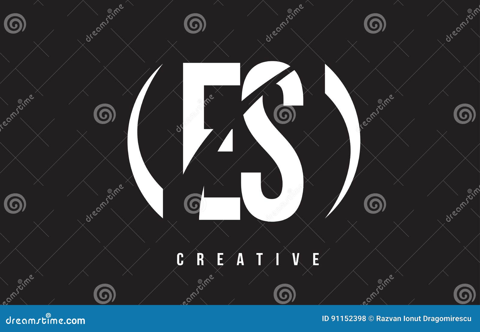 ES E S White Letter Logo Design with Black Background. Stock Vector ...