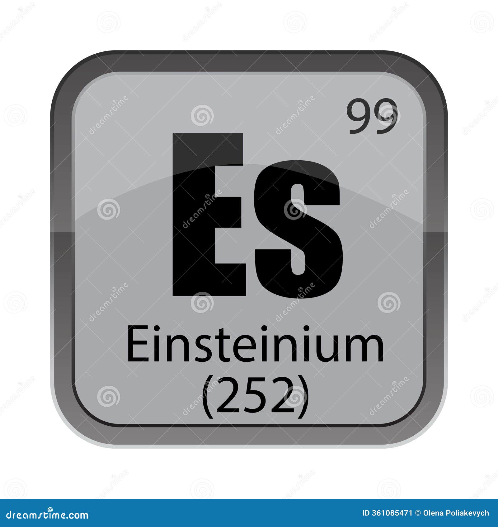 Es 99 Symbol. Einsteinium 252 Text. Chemical Element Sign. Vector ...