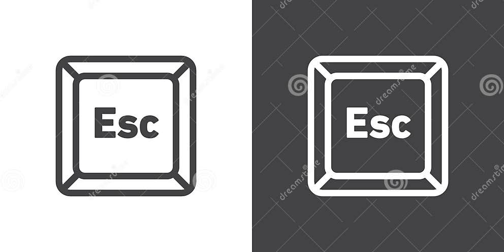 Esc Icon Flat Vector Set Outline Stock Vector - Illustration of black ...