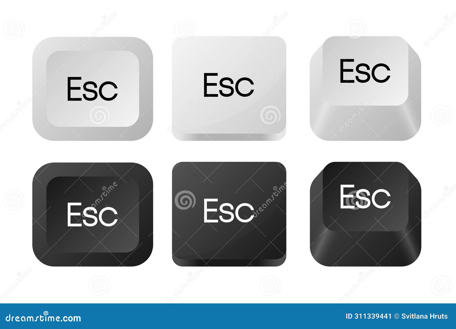 Esc Keyboard Button Icon of Different Types. Computer Button Isolated ...