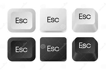 Esc Keyboard Button Icon of Different Types. Computer Button Isolated ...