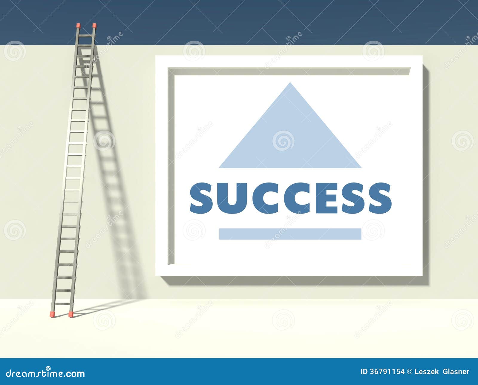Escada Do Sucesso Na Parede Com Cartaz Ilustração Stock - Ilustração de ...