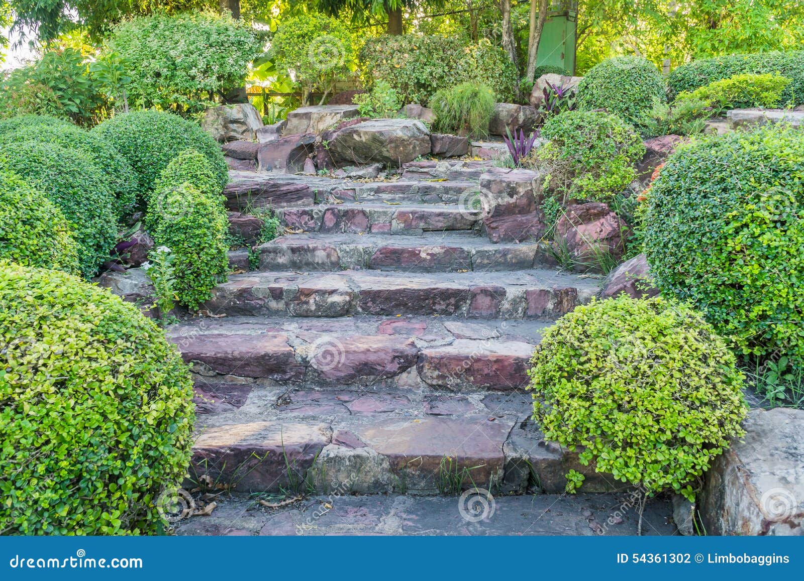 Escadas de pedra no jardim foto de stock. Imagem de terra - 54361302