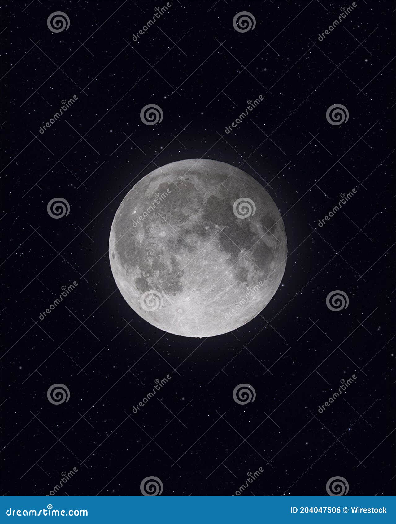 Escala De Cinza Vertical Da Lua Cheia Com Estrelas Brilhando Ao Fundo ...