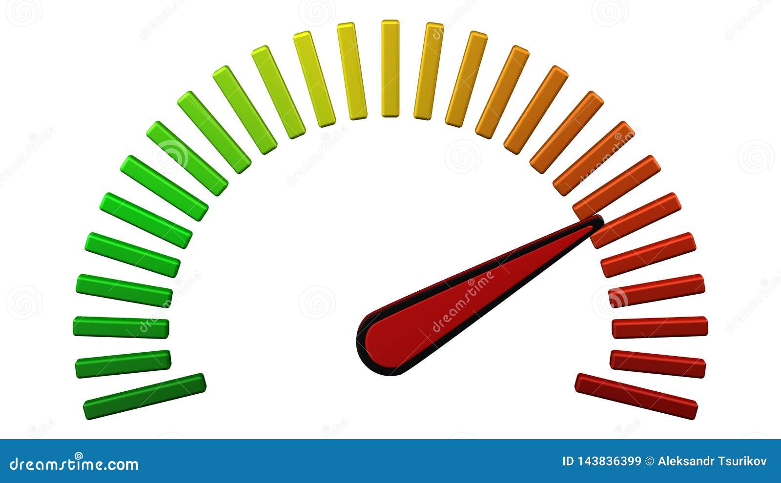 Escalation Meter With Black And Red Thin Arrow. 3D Rendering Stock ...