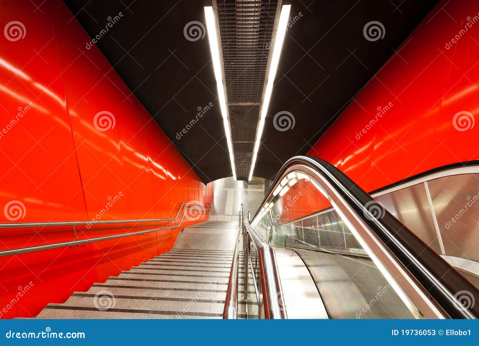 The escalator. stock image. Image of motion, perspective - 19736053