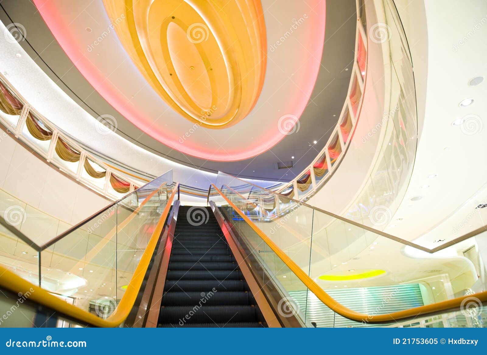 Escalator stock image. Image of office, light, handrail - 21753605