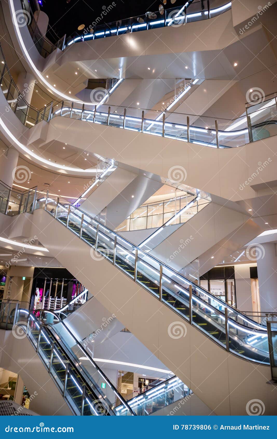 Escalator As Spiral Layout in a Mall Stock Photo - Image of spiral ...