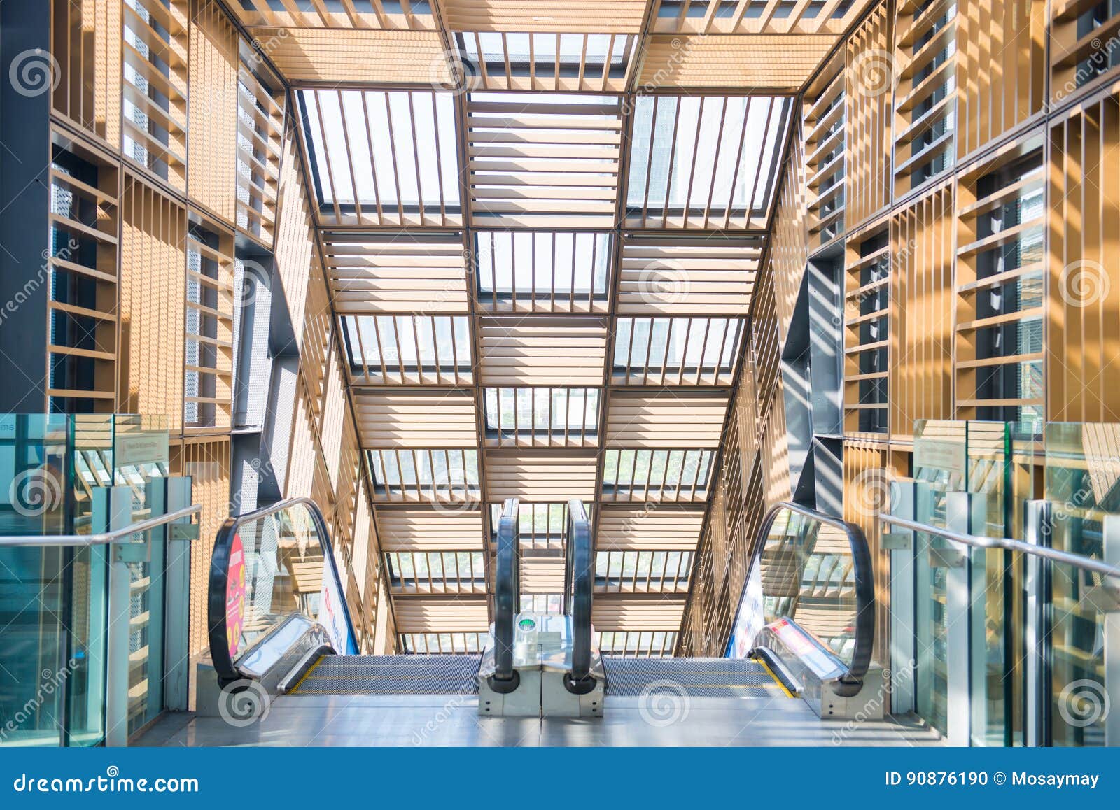 Escalator - Automatic Staircase for Up and Down in Building Stock Photo ...