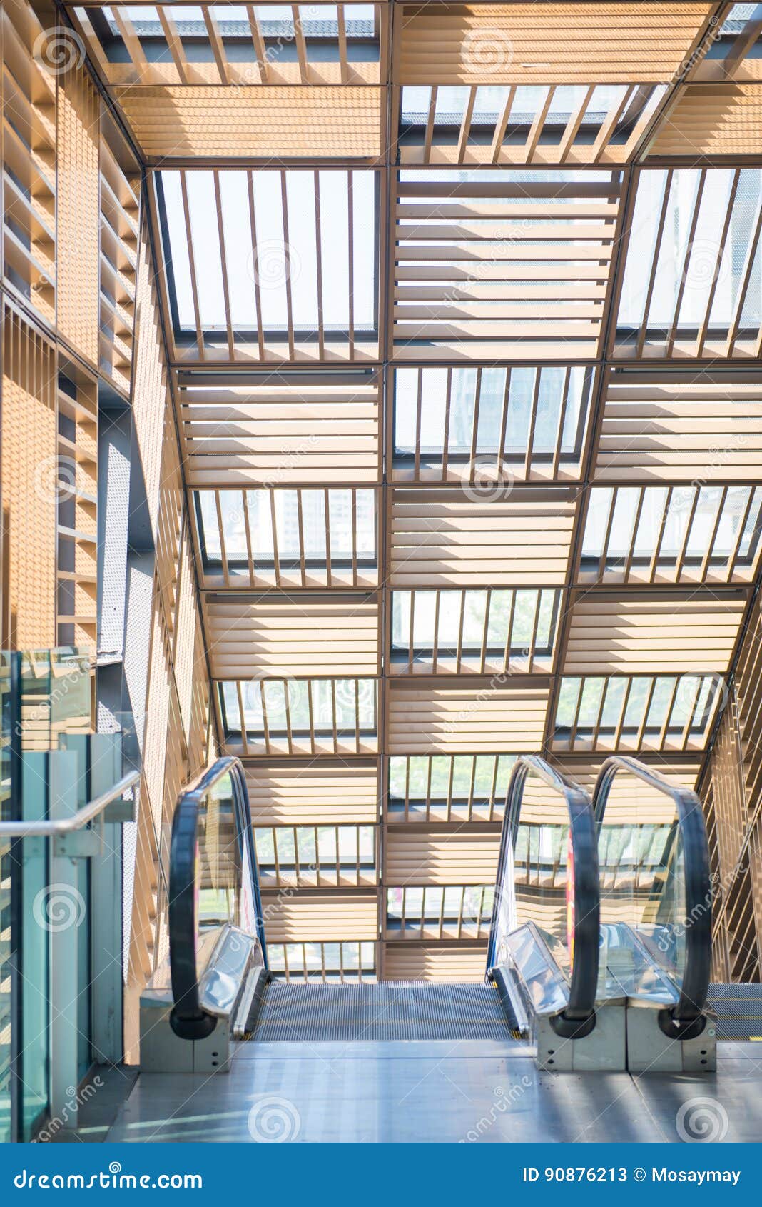 Escalator - Automatic Staircase for Up and Down in Building Stock Image ...