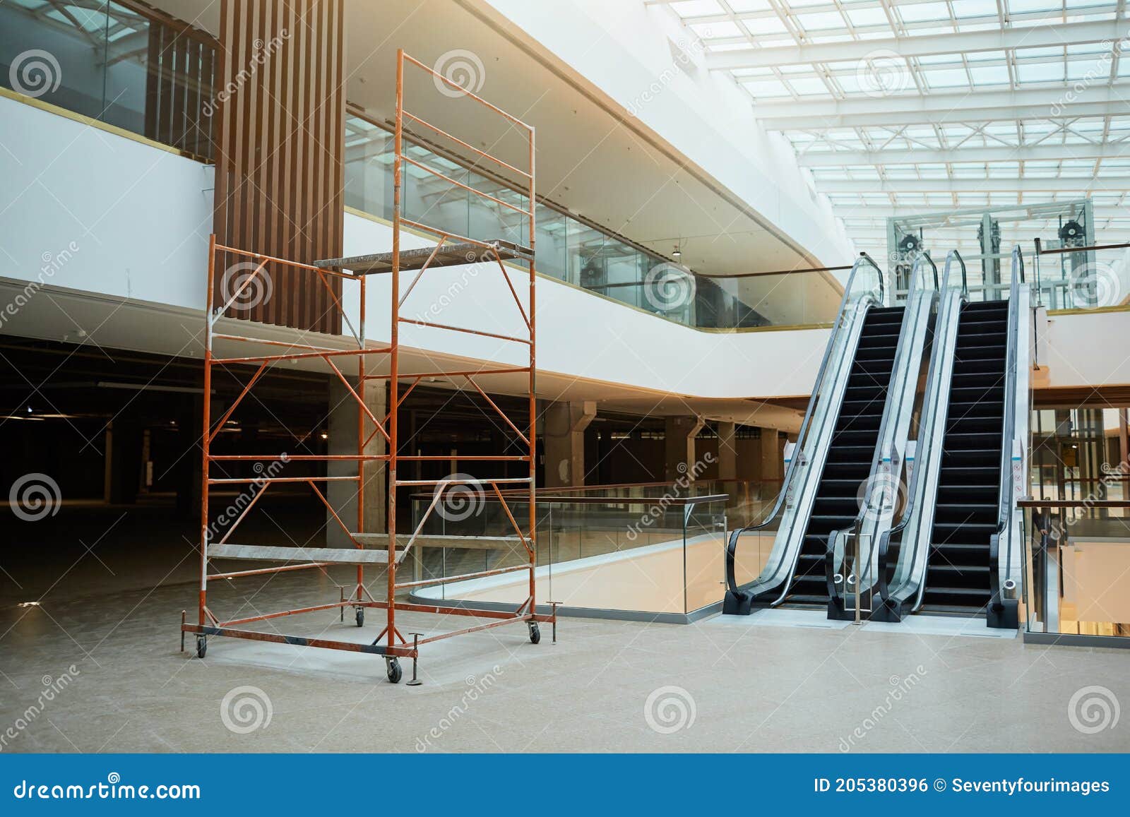 Escalator on Construction Site Stock Photo - Image of walking, steel ...