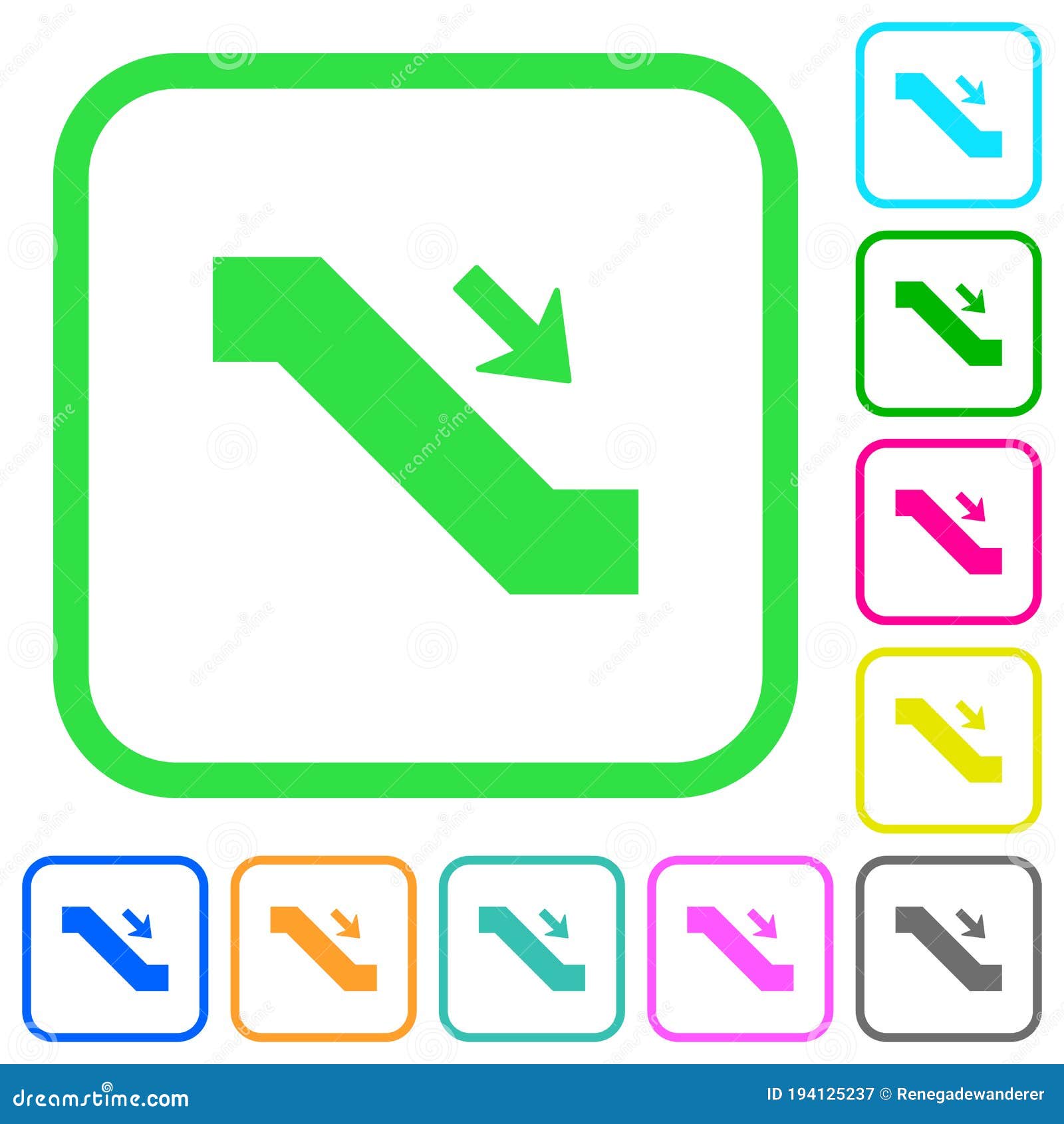 Escalator Down Sign Vivid Colored Flat Icons Stock Vector ...