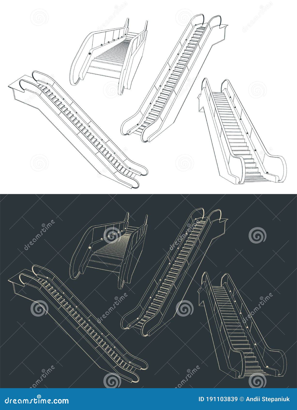 Stylized Escalator Drawings Stock Vector - Illustration of people ...
