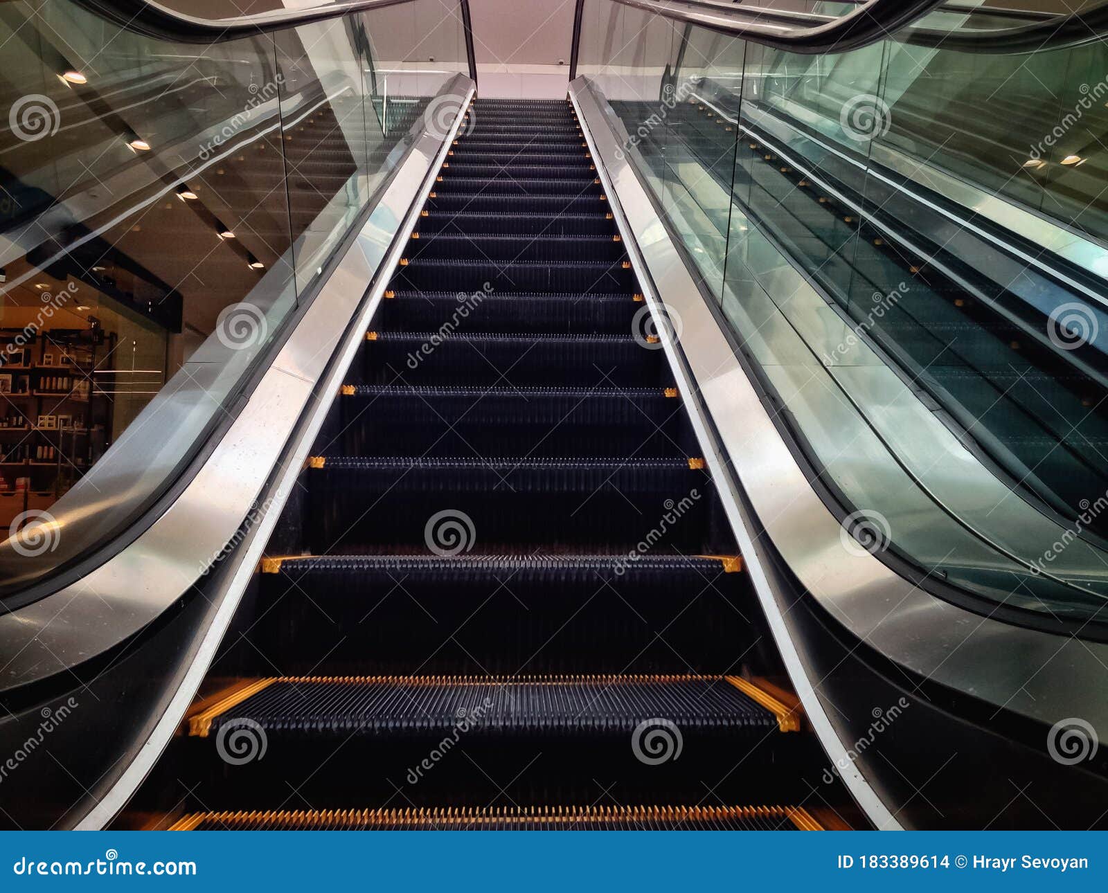 Escalator in an Empty Shopping Mall Stock Photo - Image of barrier ...