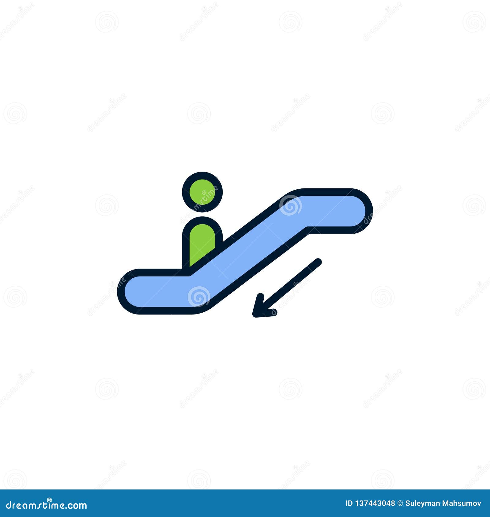 Escalator Flat Vector Icon Sign Symbol Stock Vector - Illustration of ...
