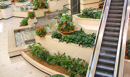 Escalator, Garden, Waterfall Stock Image - Image of shade, indoor: 23317313
