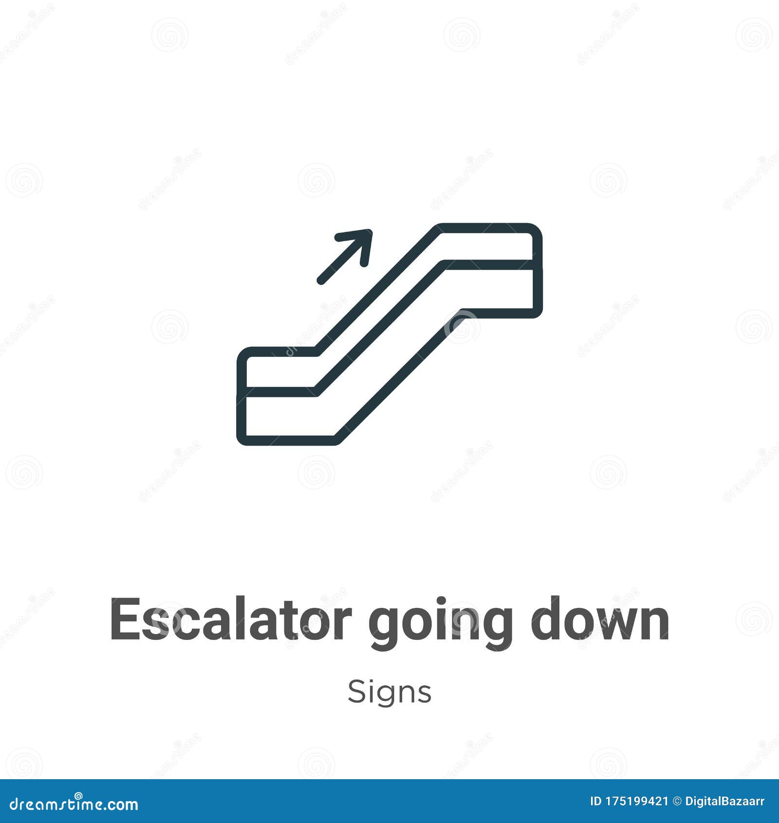 Escalator Going Down Icon Vector. Trendy Flat Escalator Going Down Icon ...