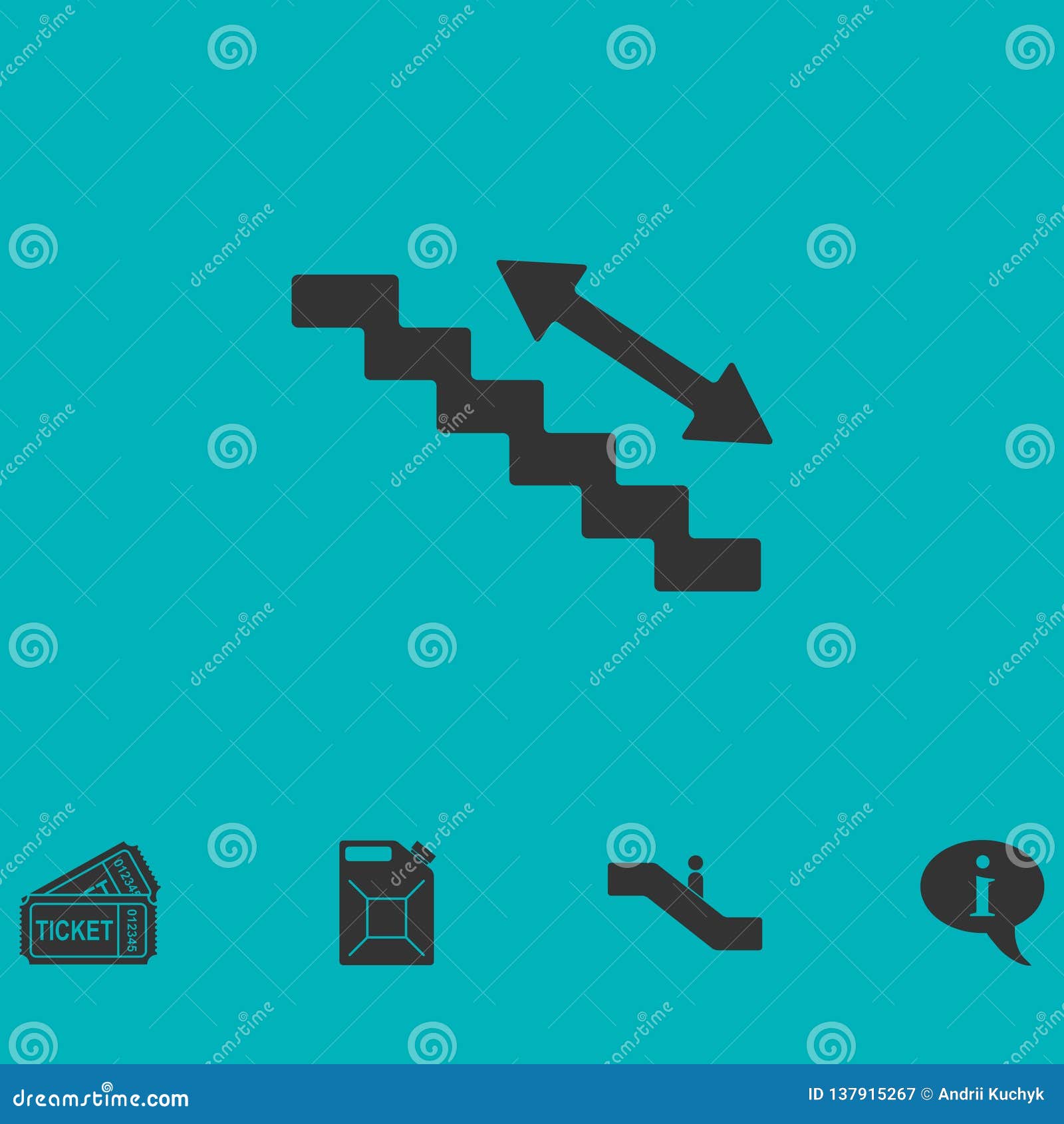 Escalator icon flat stock vector. Illustration of navigation - 137915267