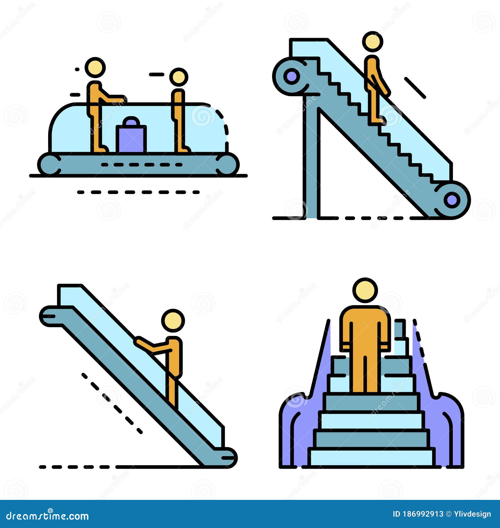 Two Color Escalator Going Down Vector Icon From Signs Concept. Isolated ...