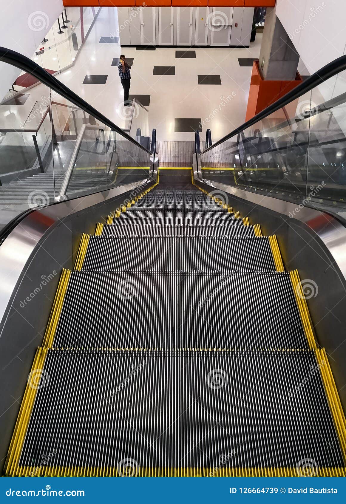 Escalator Inside a Modern Building. Moving Staircase without People ...