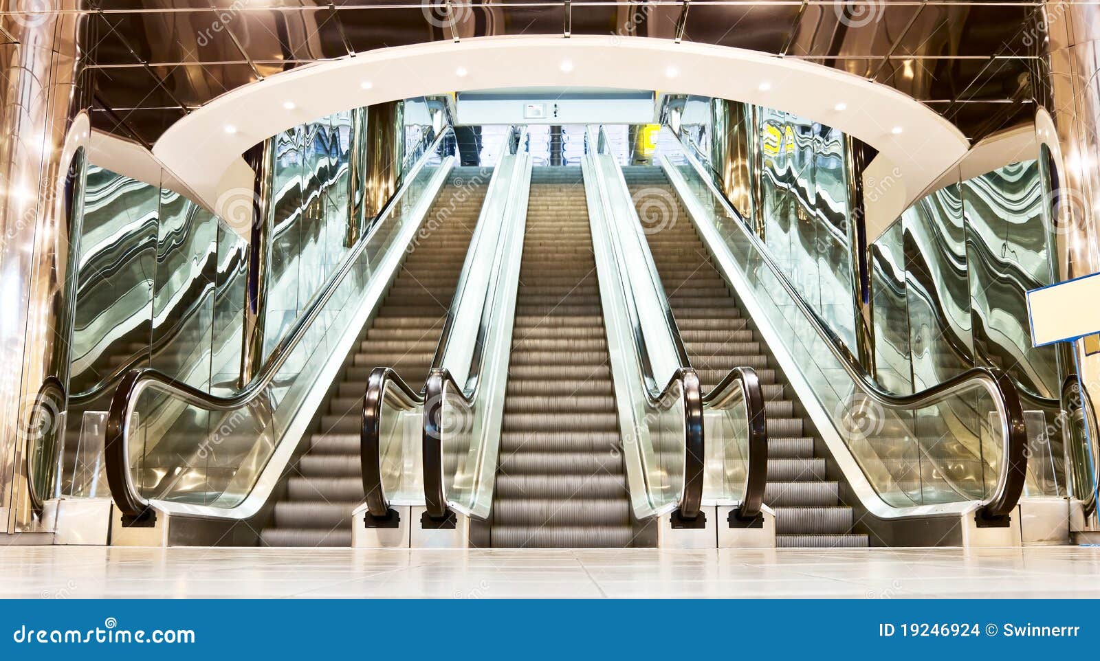 Escalator in the interior stock photo. Image of arrival - 19246924