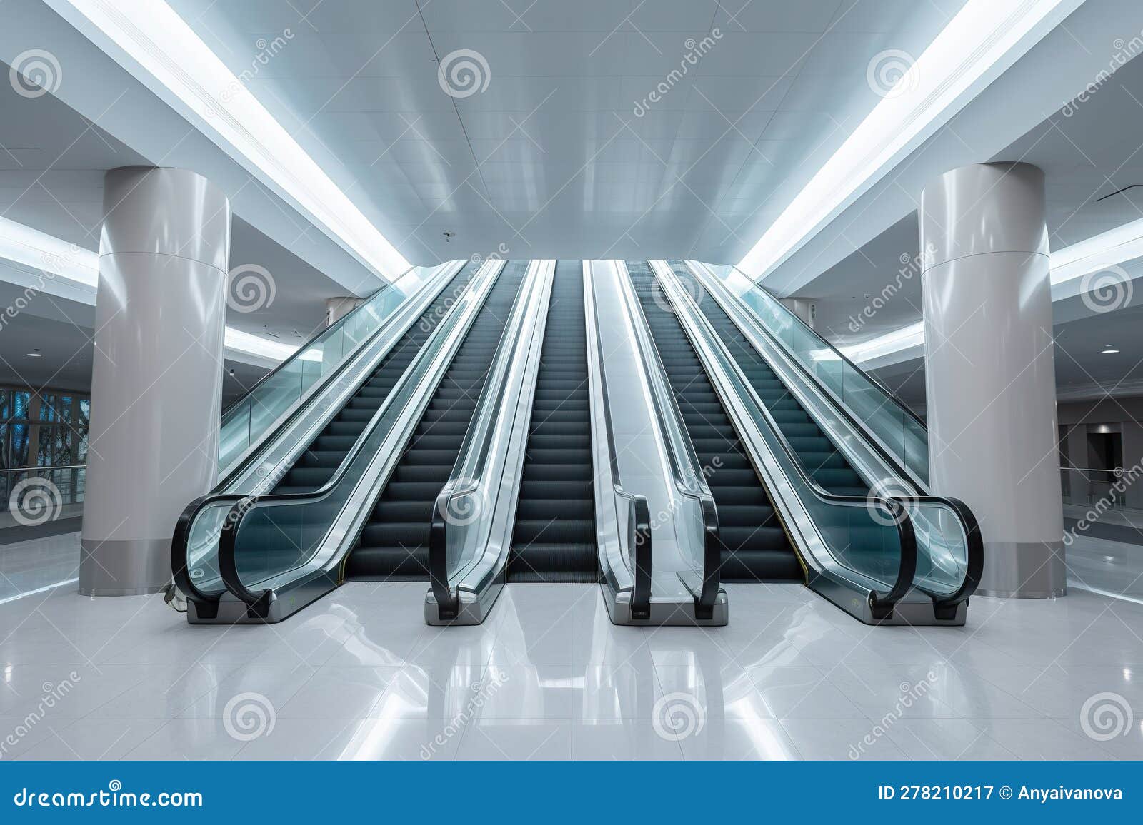 An Escalator in a Large Building with Multiple Escalators. Generative ...