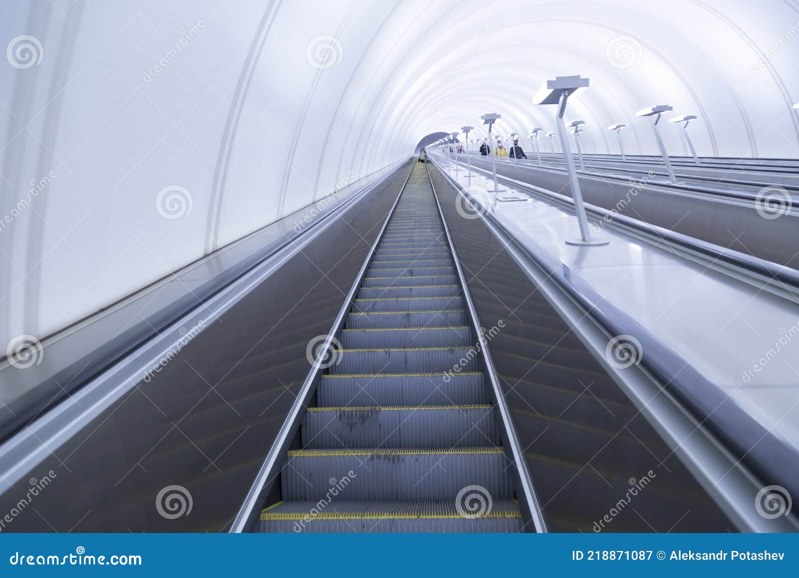 Escalator in the Metro. Lifting Ladder Stock Image - Image of stairs ...