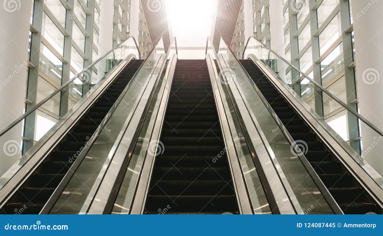 Escalator in Modern Building Stock Image - Image of moving, airport ...
