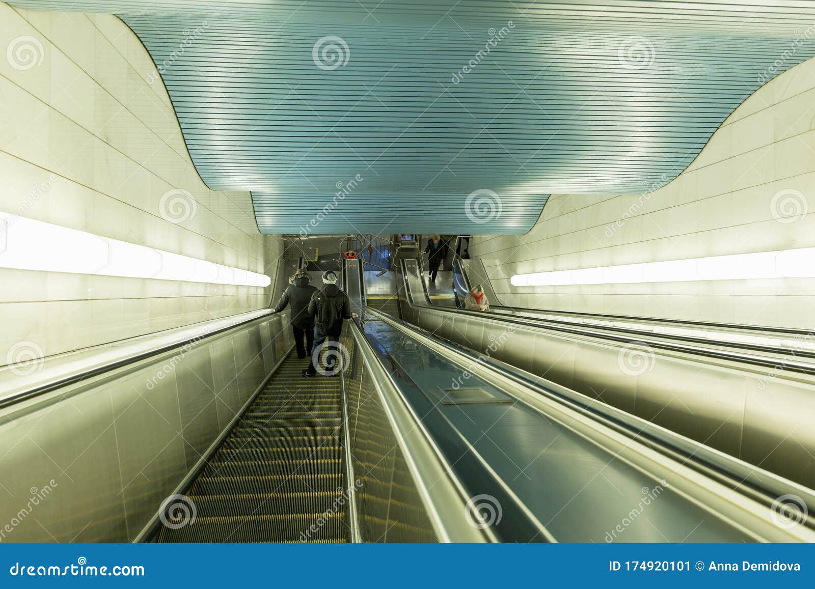 Escalator in the Modern Moscow Metro Stock Image - Image of motion ...
