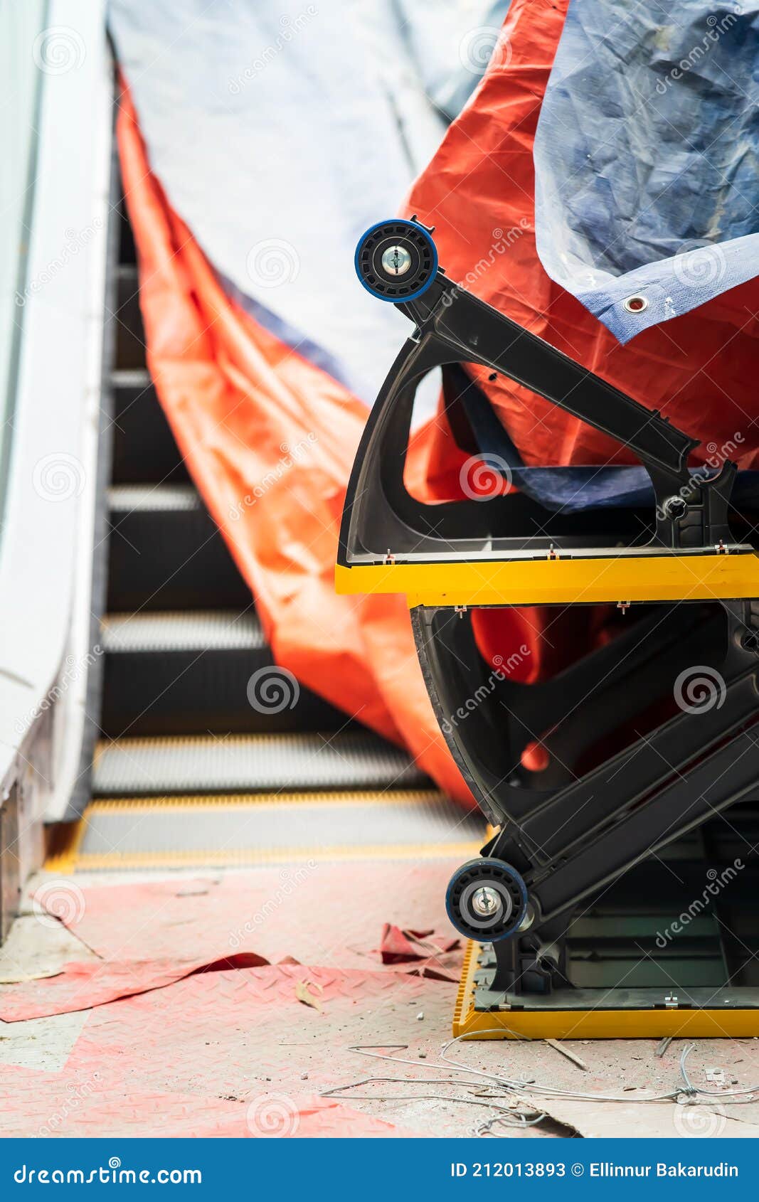 Escalator Parts before Being Installed at the Construction Site Stock ...