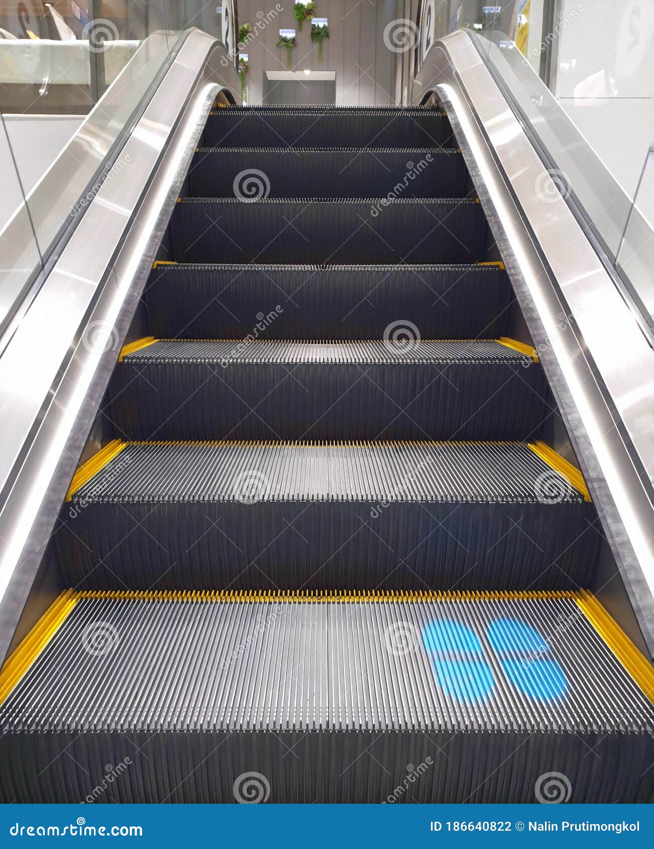 Escalator without People Standing.Escalator with Copy Space. Stock ...