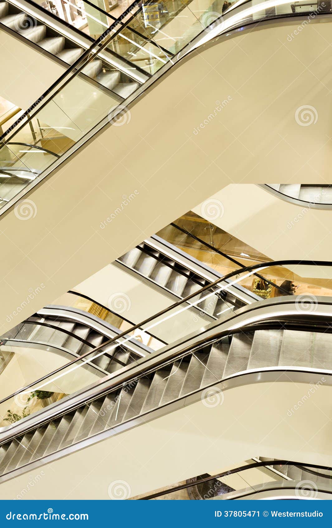 Escalator Set in Various Plains, Vertical Frame. Stock Image - Image of ...